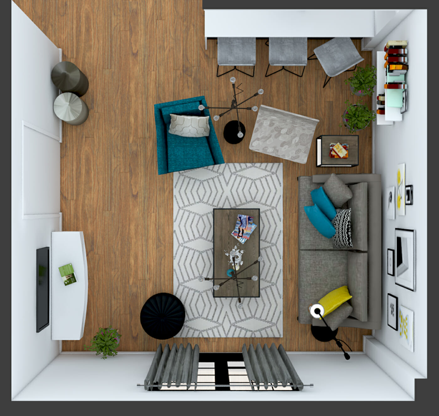 Before & After: Playful Modern Online Living Room Design - Decorilla ...