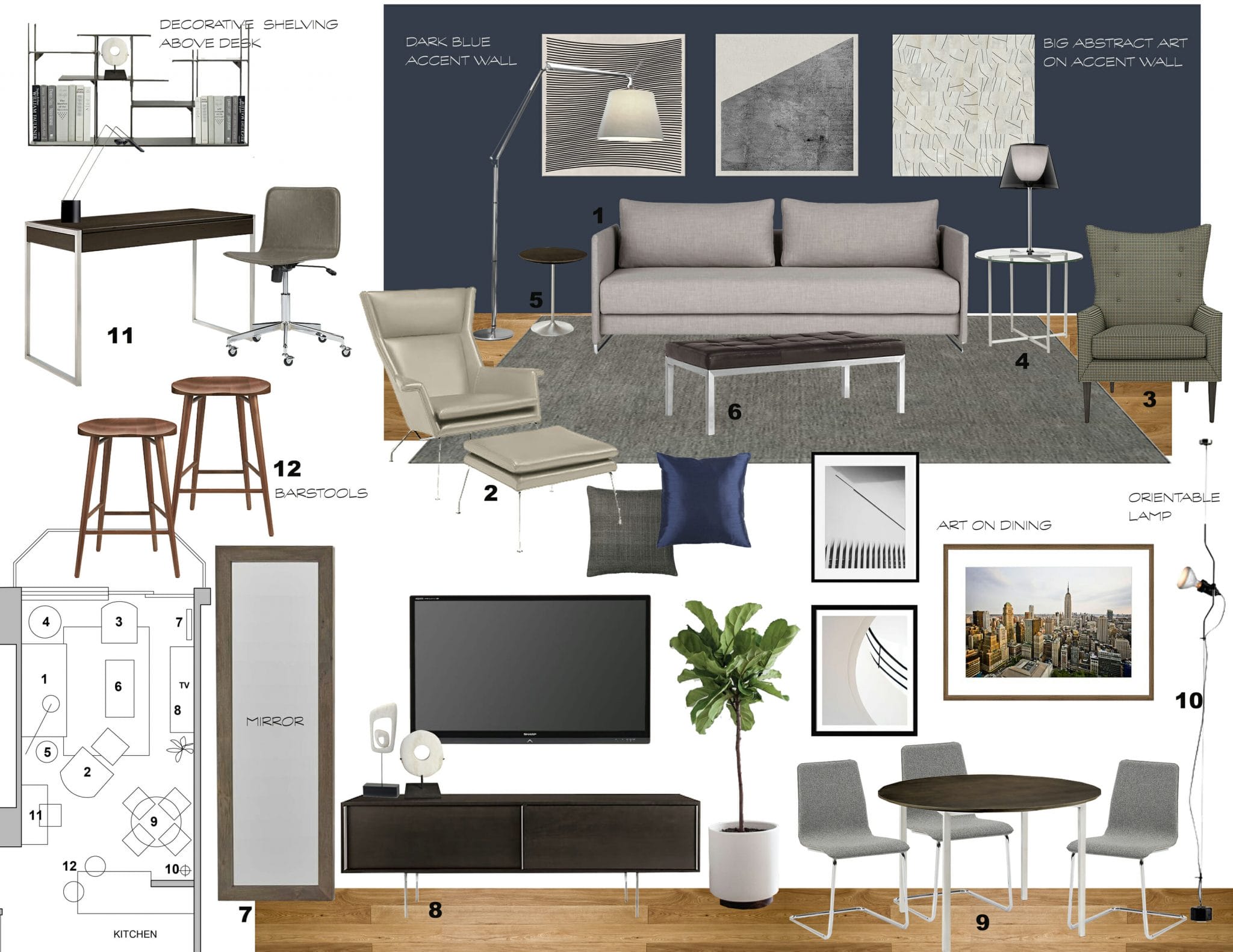 Before & After: Modern Bachelor Pad Design - Decorilla Online Interior ...