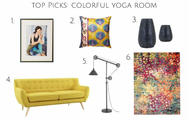 Before & After: Colorful and Calming Yoga Room Design - Decorilla ...