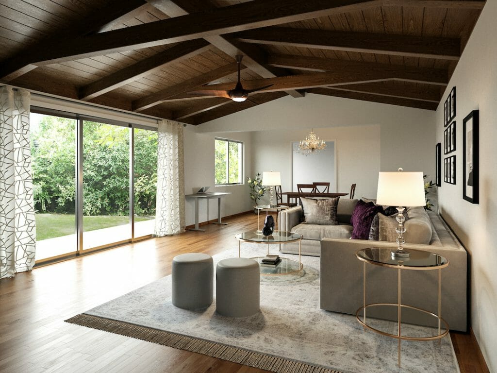 Before & After: Rustic Glam Living Room - Decorilla Online Interior Design