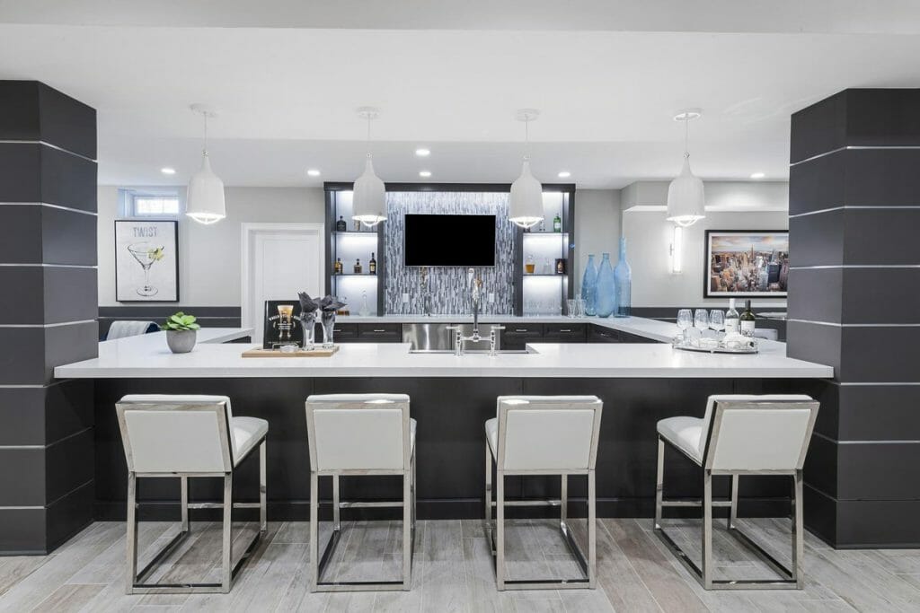 Before & After: Contemporary Finished Basement Design - Decorilla ...