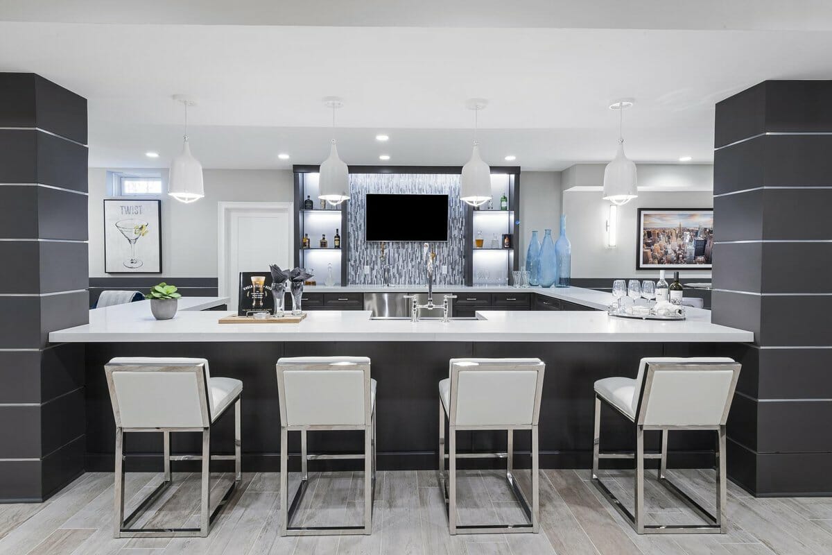 Before After Contemporary Finished Basement Design Decorilla Before After Contemporary Finished Basement Design Decorilla