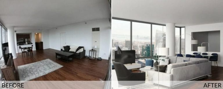 Before & After: Trendy Masculine Apartment Decor - Decorilla Online ...