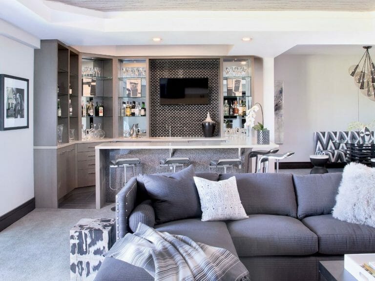 Before & After: Contemporary Basement Bar and Lounge Design - Decorilla ...