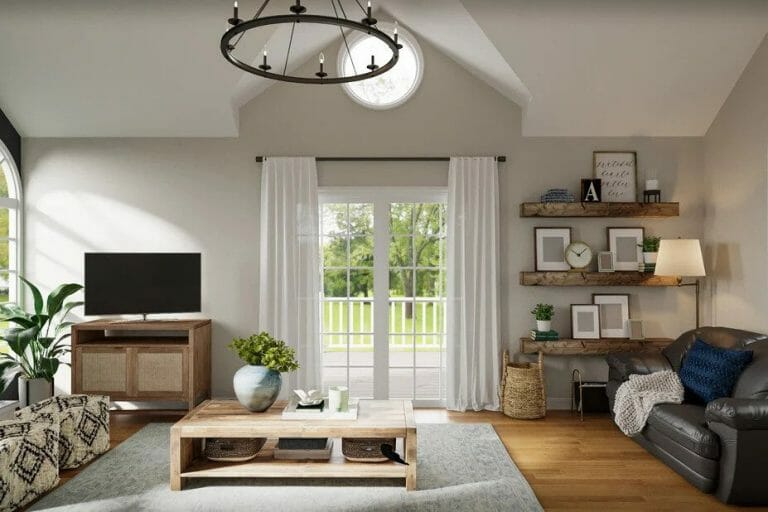 Before & After: Welcoming Rustic Transitional Living Rooms - Decorilla ...