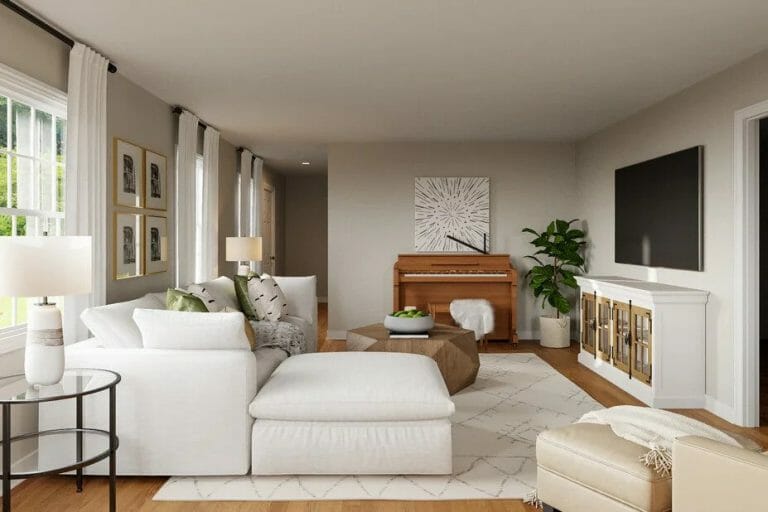 Before & After: Welcoming Rustic Transitional Living Rooms - Decorilla ...