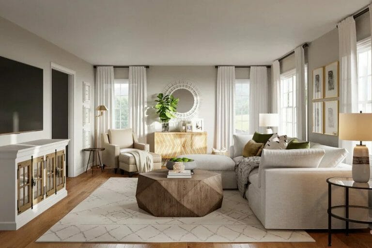 Before & After: Welcoming Rustic Transitional Living Rooms - Decorilla ...