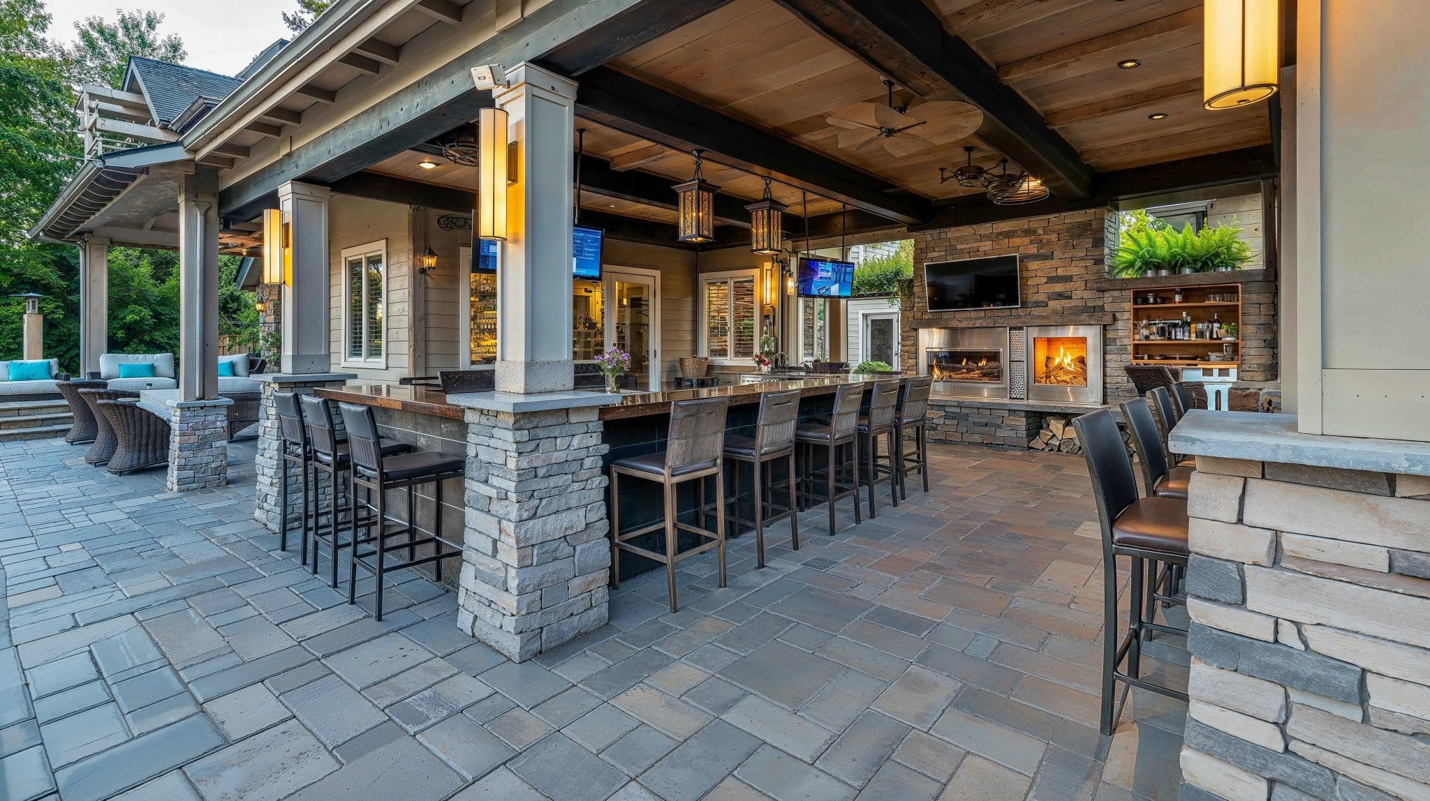 Before & After: Bluestone Patio Ideas with Backyard Dining - Decorilla ...
