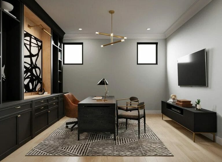 Before & After: Masculine Basement Home Office - Decorilla Online ...