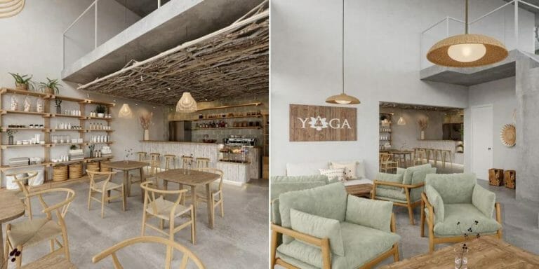 Before & After: Boho Style Small Cafe Interior Design - Decorilla ...