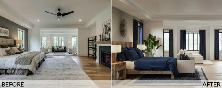 Before & After: Modern Farmhouse Living Room and Bedroom - Decorilla ...