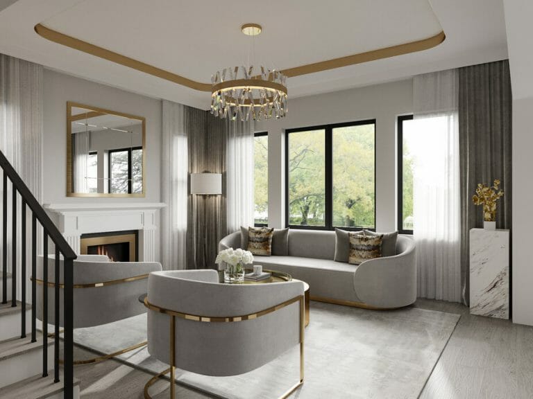 Before & After: Modern Glam Living Room and Dining Room - Decorilla ...