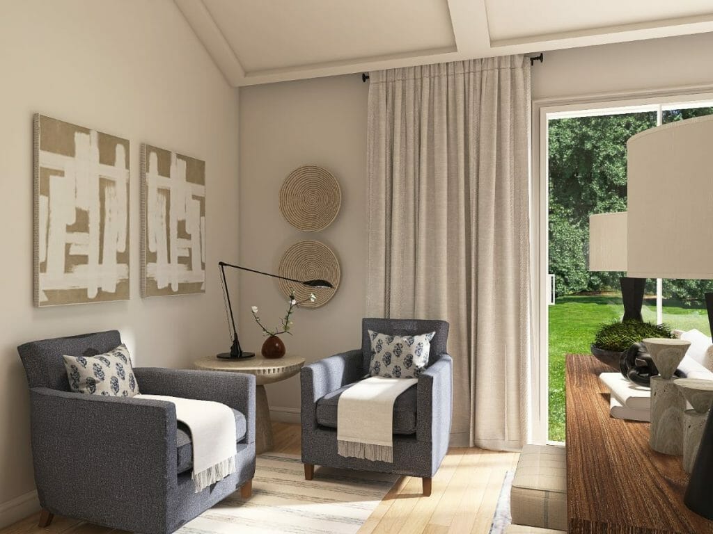 Before & After: Transitional Farmhouse Style Living Room - Decorilla ...