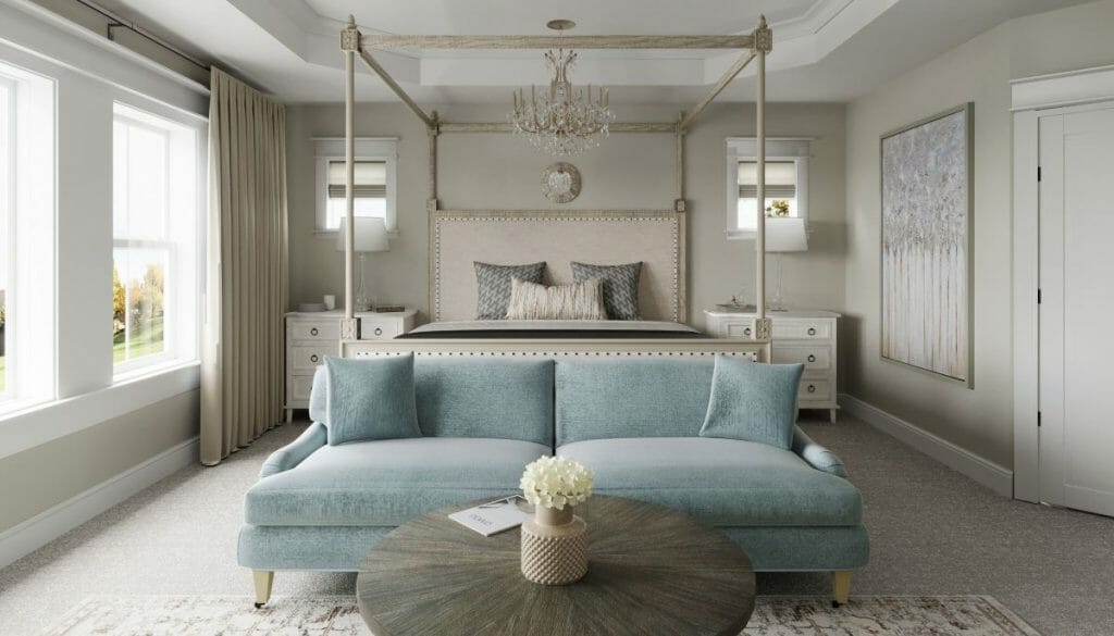 Before & After: Dreamy Modern Coastal Bedroom with Classic Décor - Decorilla Online Interior Design