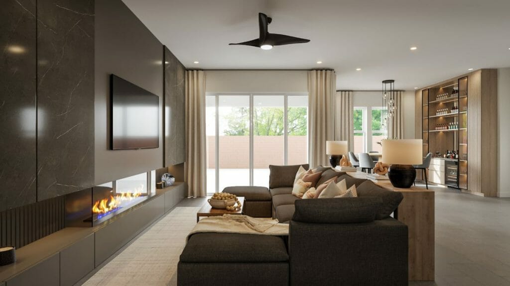 Before & After: Modern Living and Dining Room with a Bar - Decorilla ...