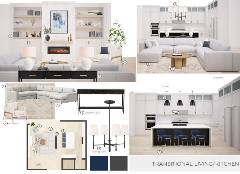 Before & After: Transitional Design Style Living Room and Kitchen ...