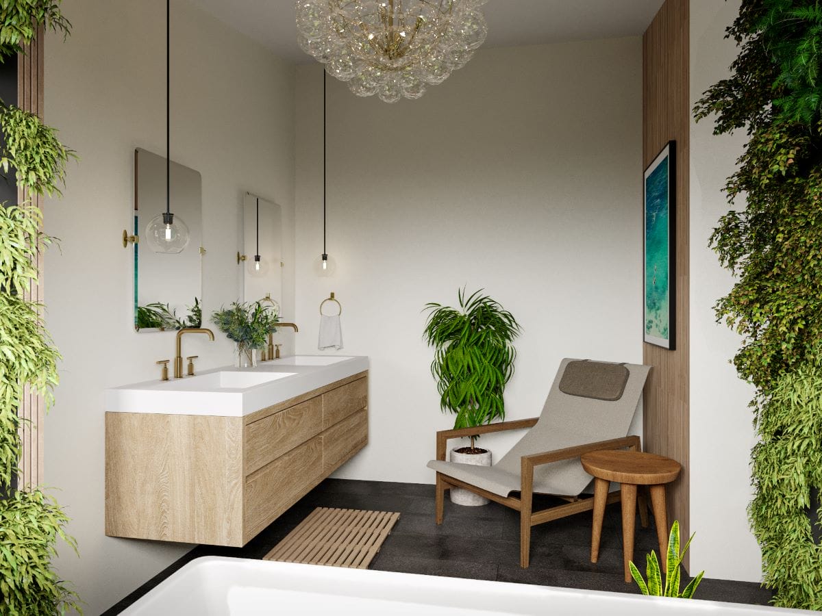 Before & After: Lush Modern Tropical Bathroom - Decorilla Online Interior Design