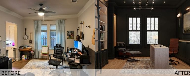 Before & After: Dark Green Home Office Transformation - Decorilla ...