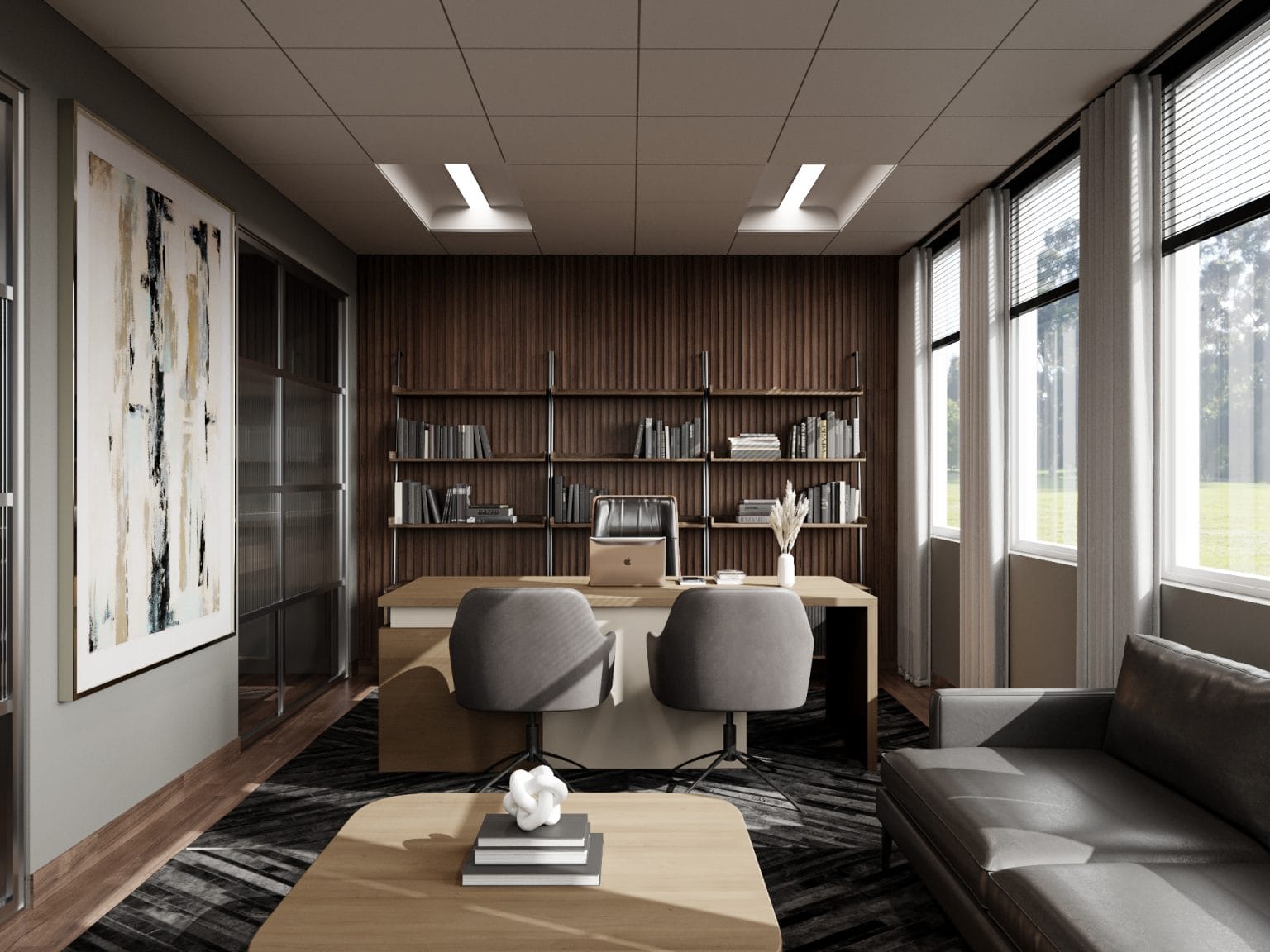 Before & After: Contemporary Executive Office Design - Decorilla Online Interior Design