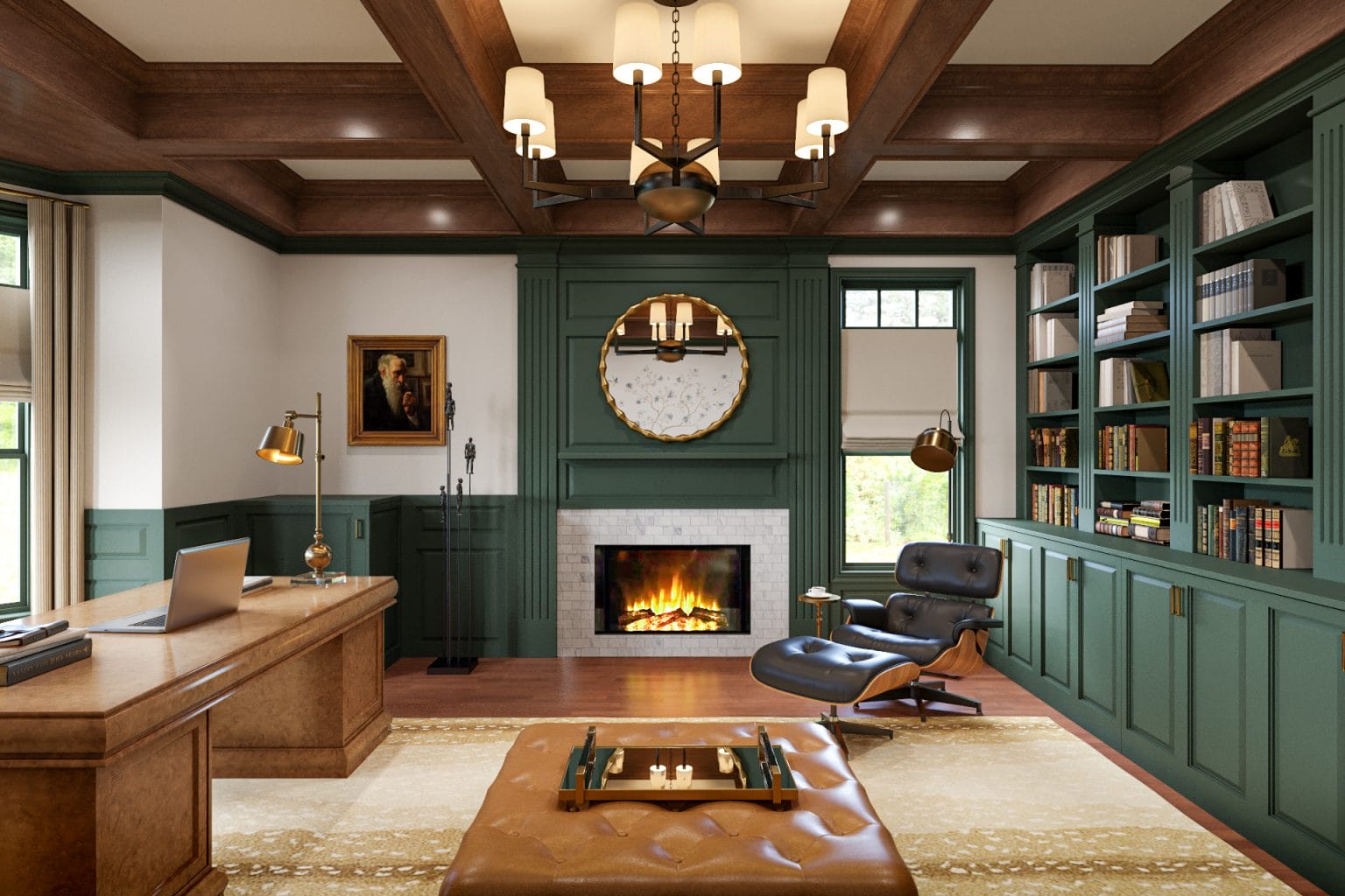 Before & After: Classic Home Office with a Lounge - Decorilla Online ...