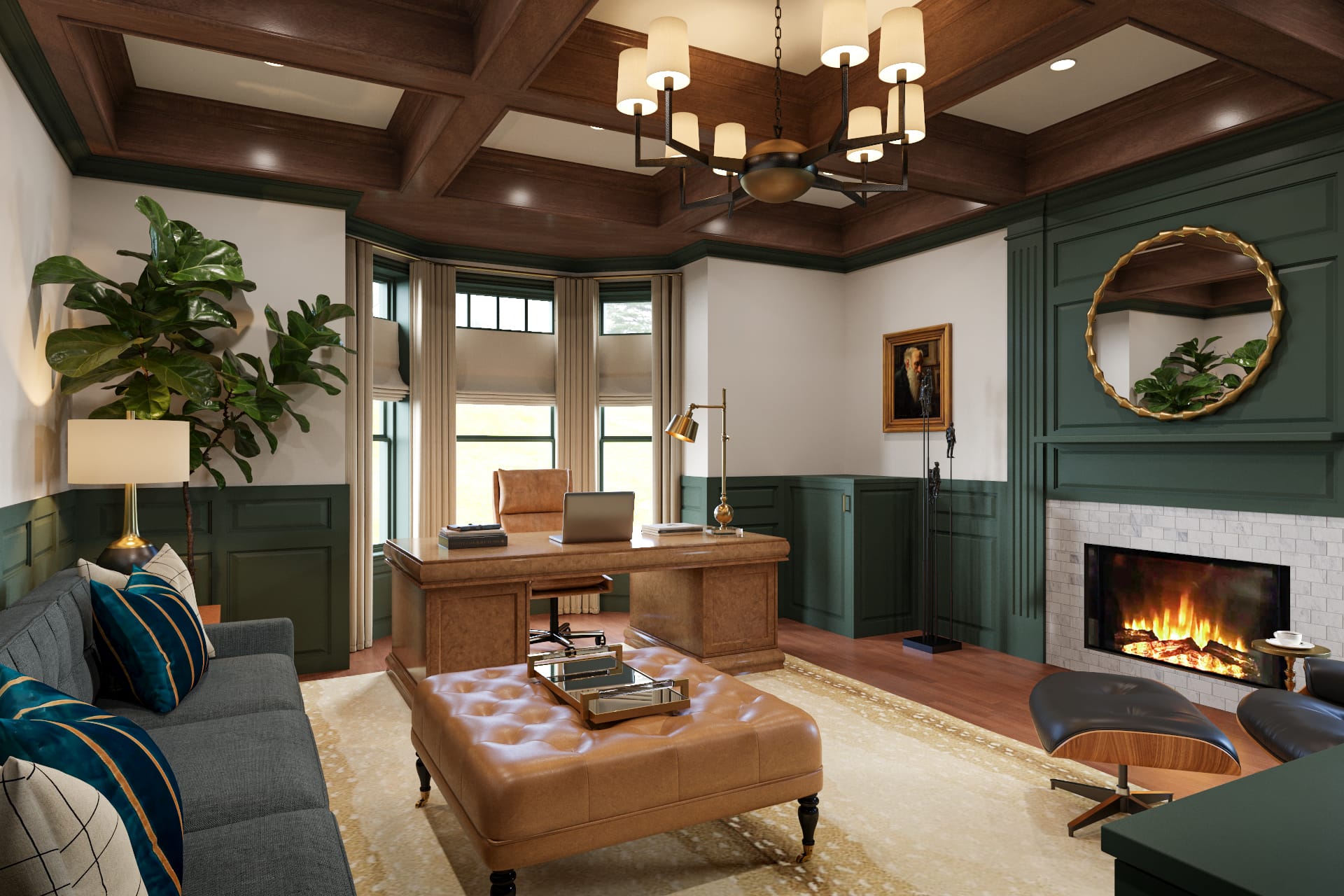 Before & After: Classic Home Office with a Lounge - Decorilla Online ...