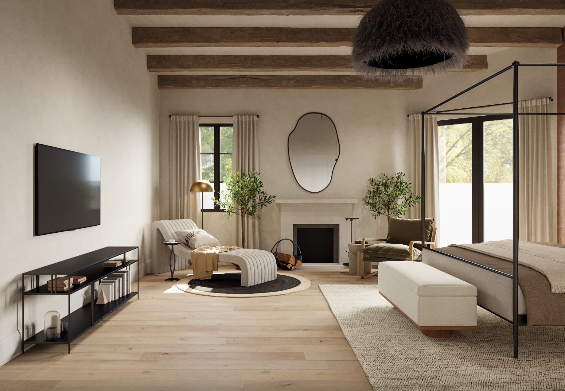 Before & After: Relaxing Mediterranean Style Bedroom - Decorilla Online Interior Design