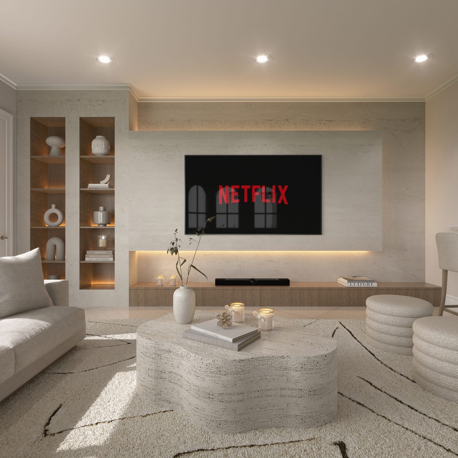 Before & After: Modern White Living Room, Dining Room + Kitchen ...