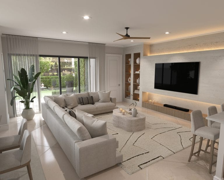 Before & After: Modern White Living Room, Dining Room + Kitchen ...