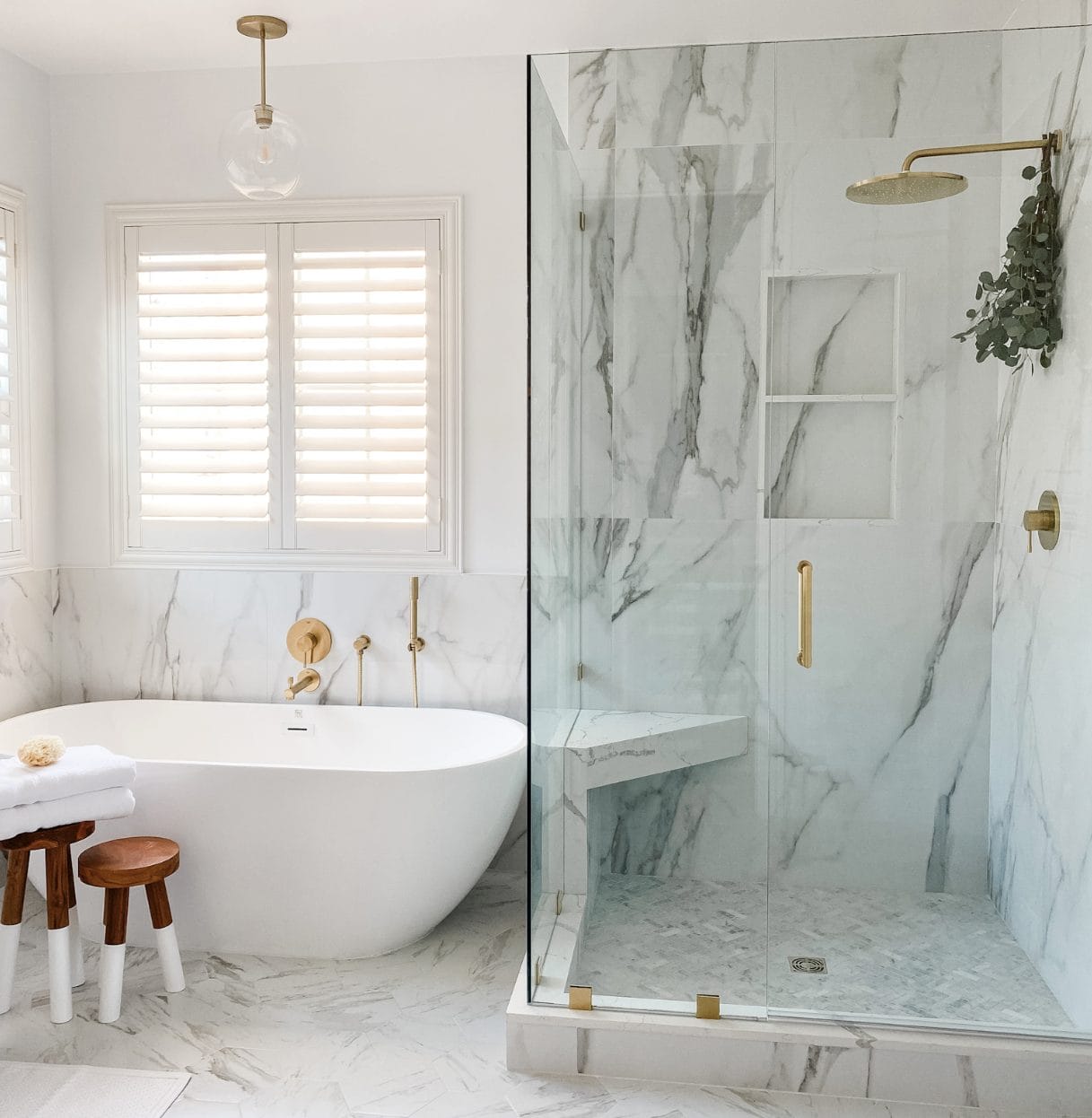 Before & After: Lavish White and Gold Bathroom Remodel - Decorilla Online Interior Design