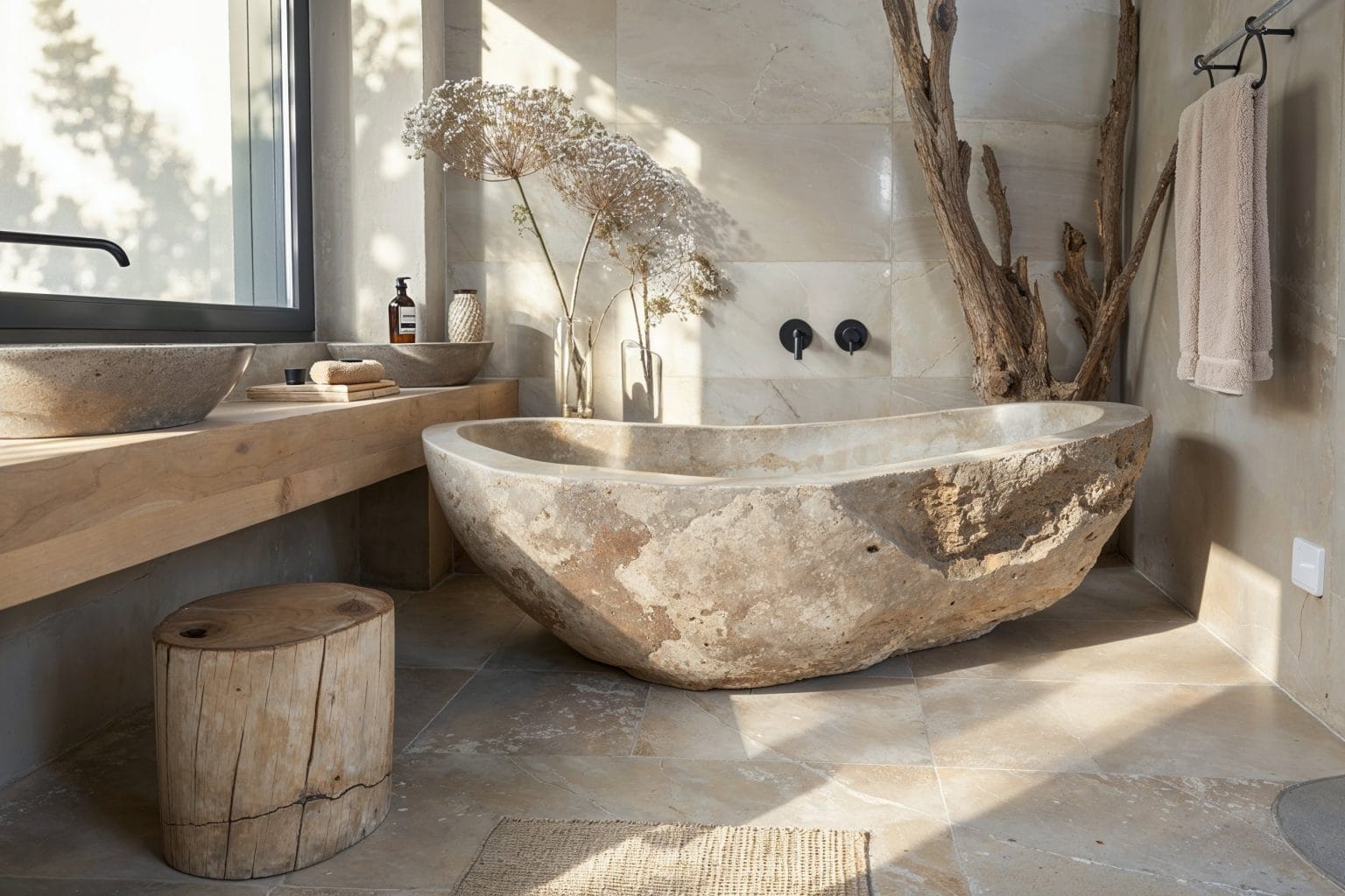 Before & After: One-of-a-Kind Rocky Jungle Bathroom - Decorilla Online ...