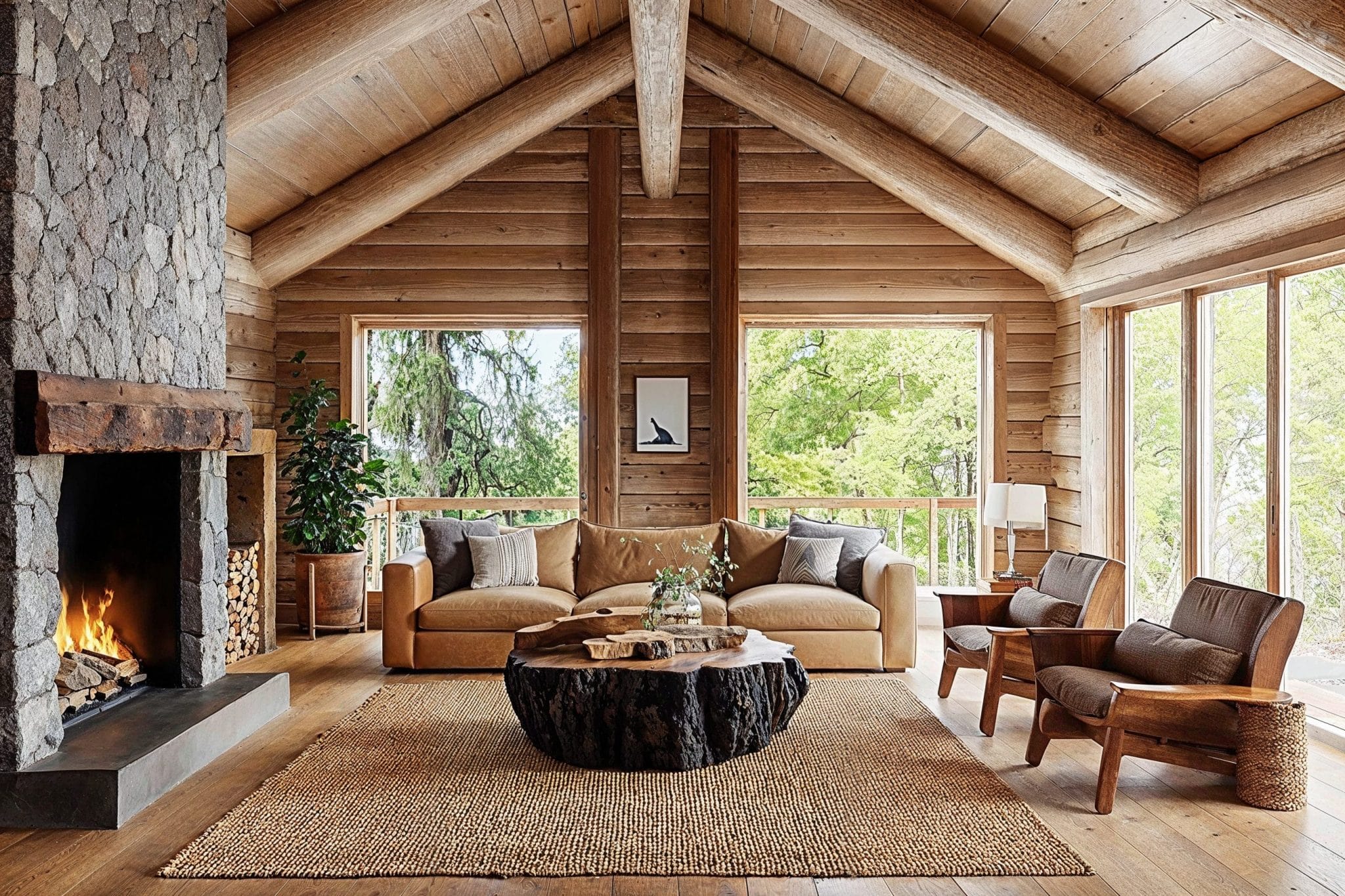 Before & After: Cozy Log Cabin Interior Refresh - Decorilla Online ...
