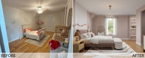 Before & After: Refined Girl's Pink Bedroom Design - Decorilla Online ...