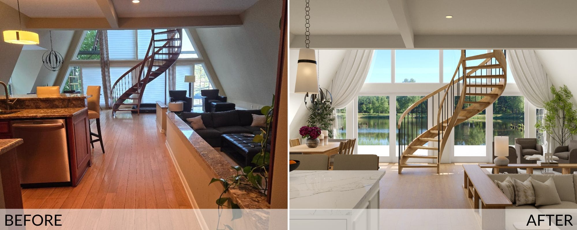 Before & After: Contemporary A-Frame Interior Design - Decorilla Online ...